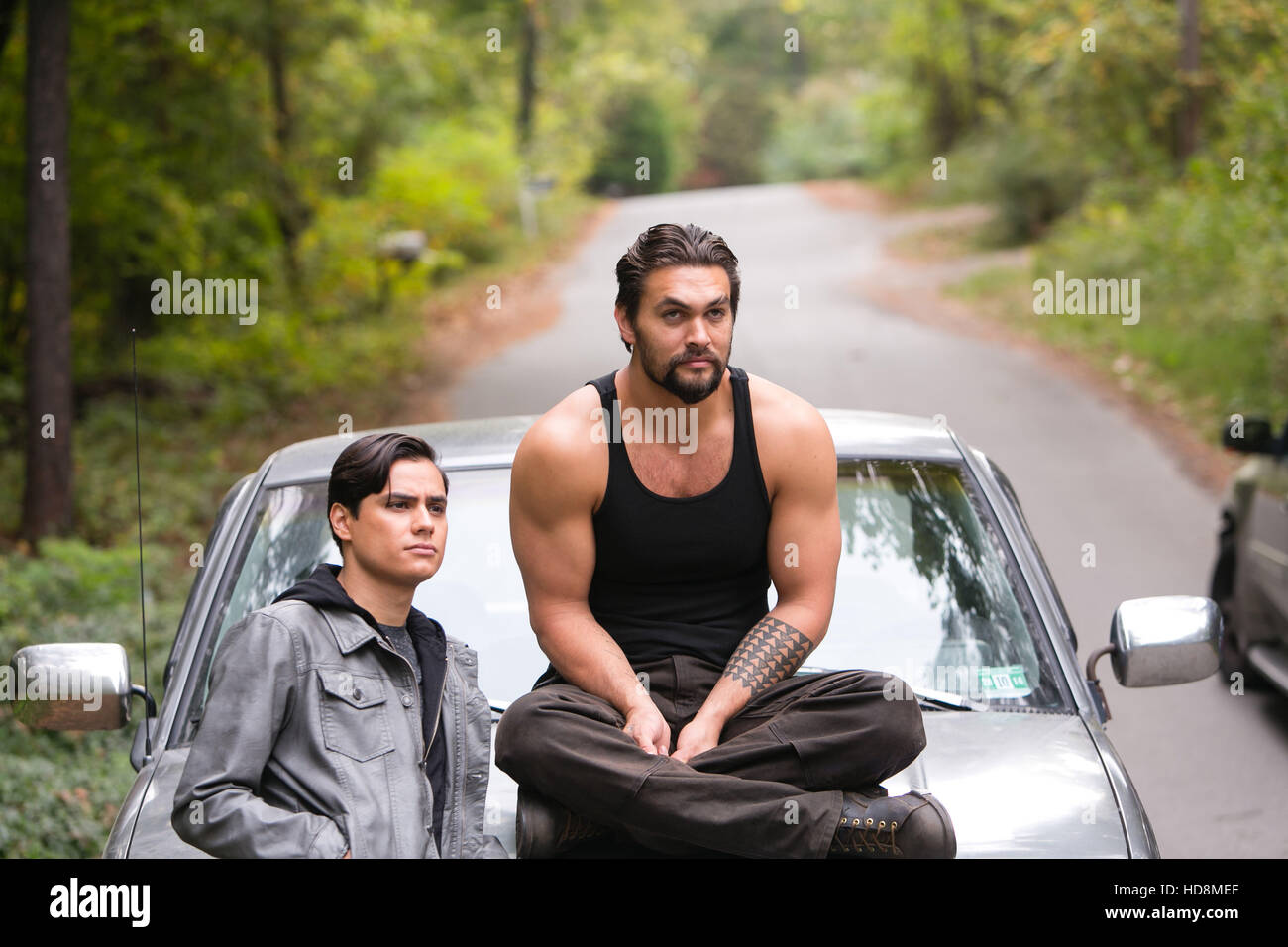 THE RED ROAD, (from left): Kiowa Gordon, Jason Momoa, 'Snaring of the Sun', (Season 1, ep 106 ...