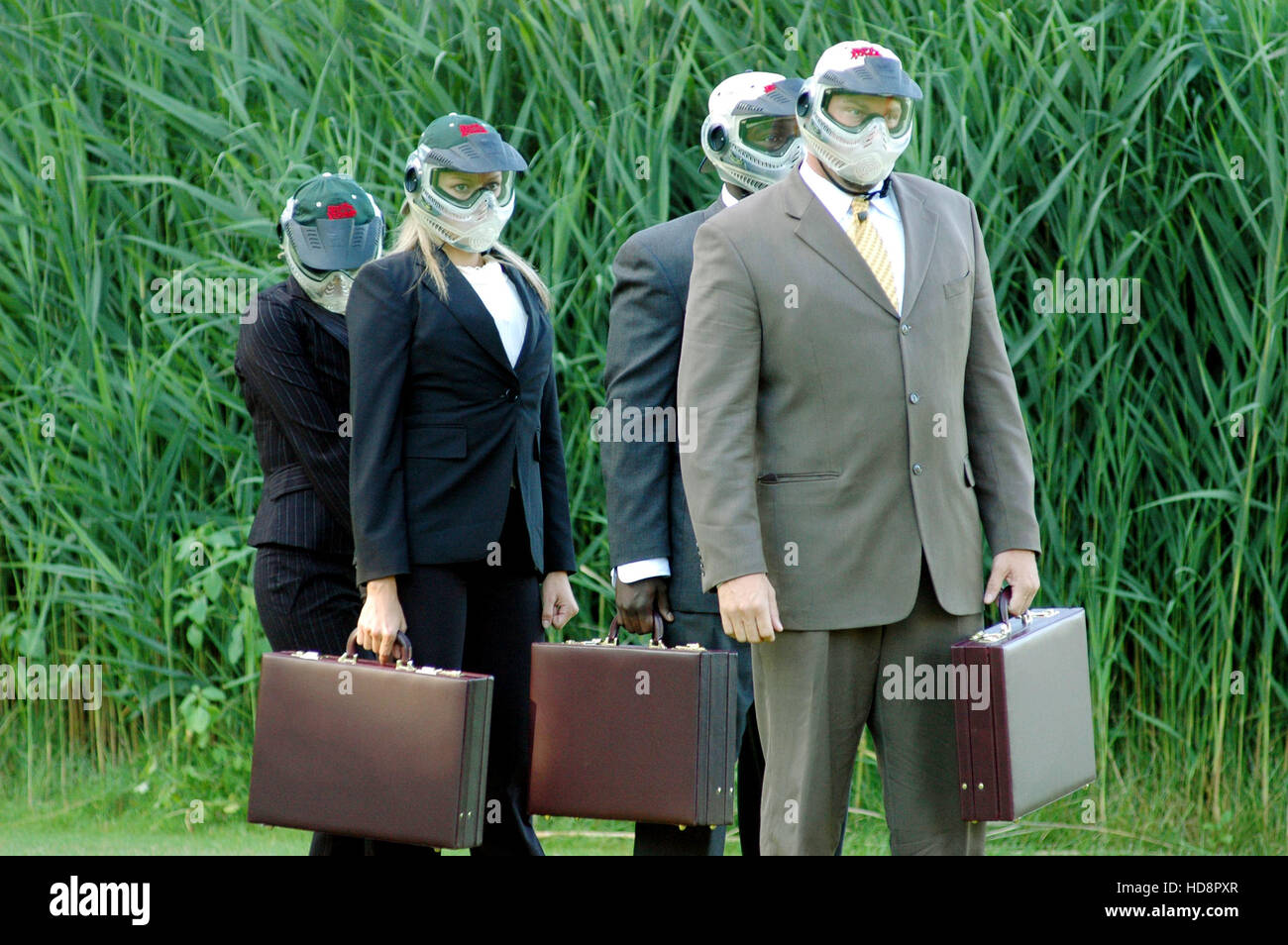 MY BIG FAT OBNOXIOUS BOSS, Contestants in the paintball obstacle course ...