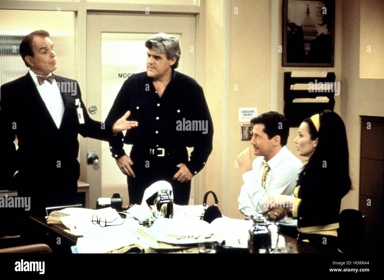 THE NANNY, Daniel Davis, Jay Leno, Charles Shaughnessy, Fran Drescher ...