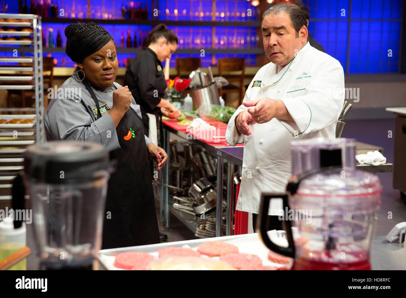 ON THE MENU, (from left): contestant chef Jasmin Stewart-Harbin, Emeril ...