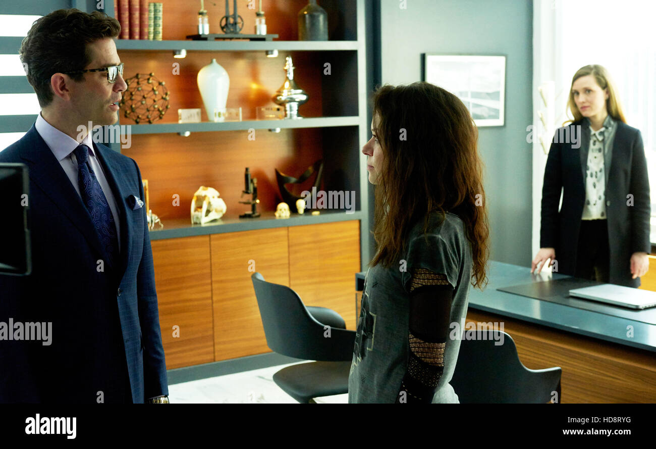 ORPHAN BLACK, (from left): James Frain, Tatiana Maslany (as Sarah ...