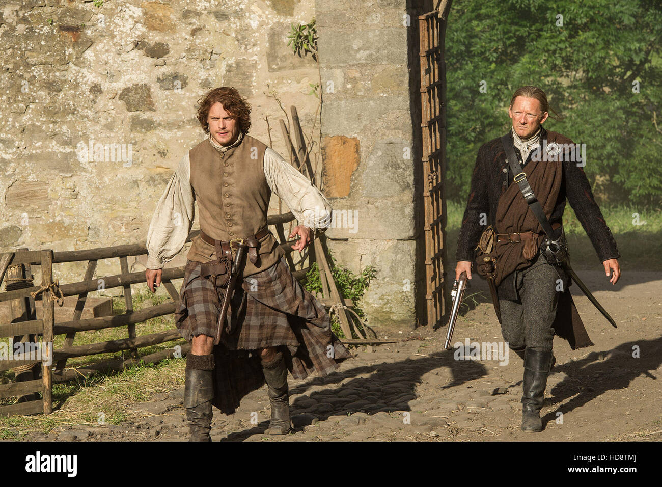 OUTLANDER, l-r: Sam Heughan, Douglas Henshall in 'The Watch' (Season 1 ...