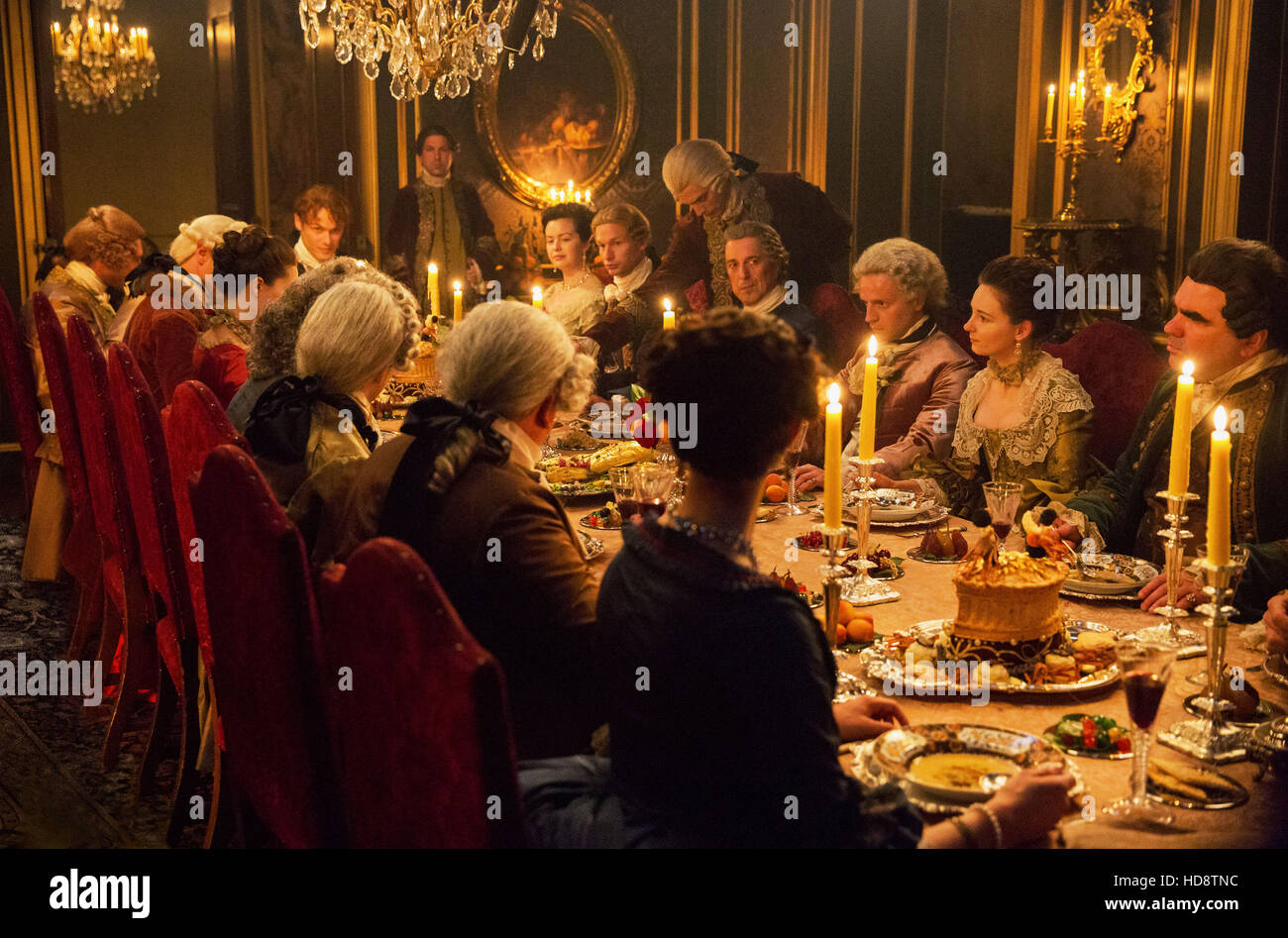 OUTLANDER, l-r: Gaia Weiss, Herbert Forthuber, Sam Heughan, Howard ...