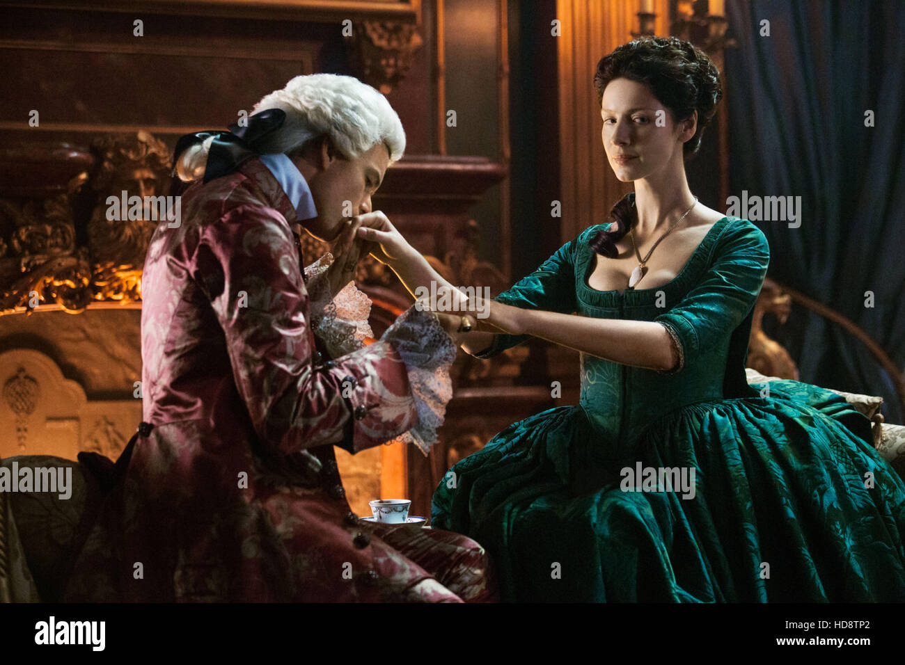 OUTLANDER, l-r: Lionel Lingelser, Caitriona Balfe in 'Faith' (Season 2 ...