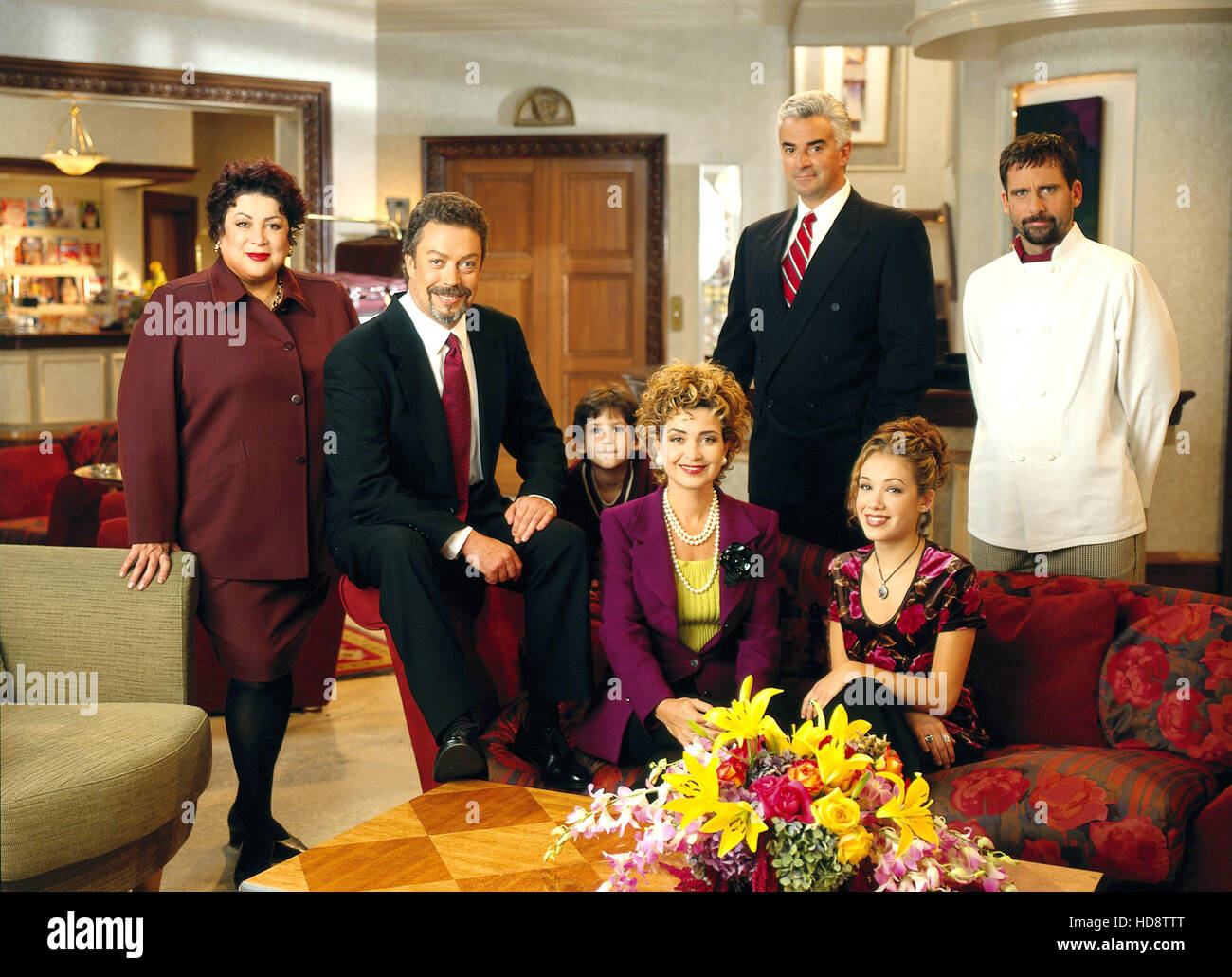 OVER THE TOP, (l-r): Liz Torres, Tim Curry, Luke Tarsitano, Annie Potts ...