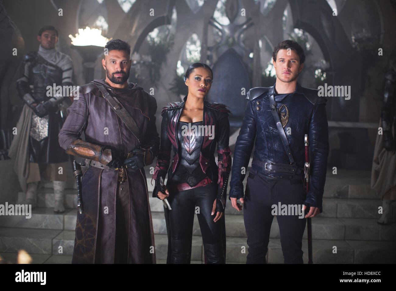 THE SHANNARA CHRONICLES, (from left): Manu Bennett, Emilia Burns, Aaron ...