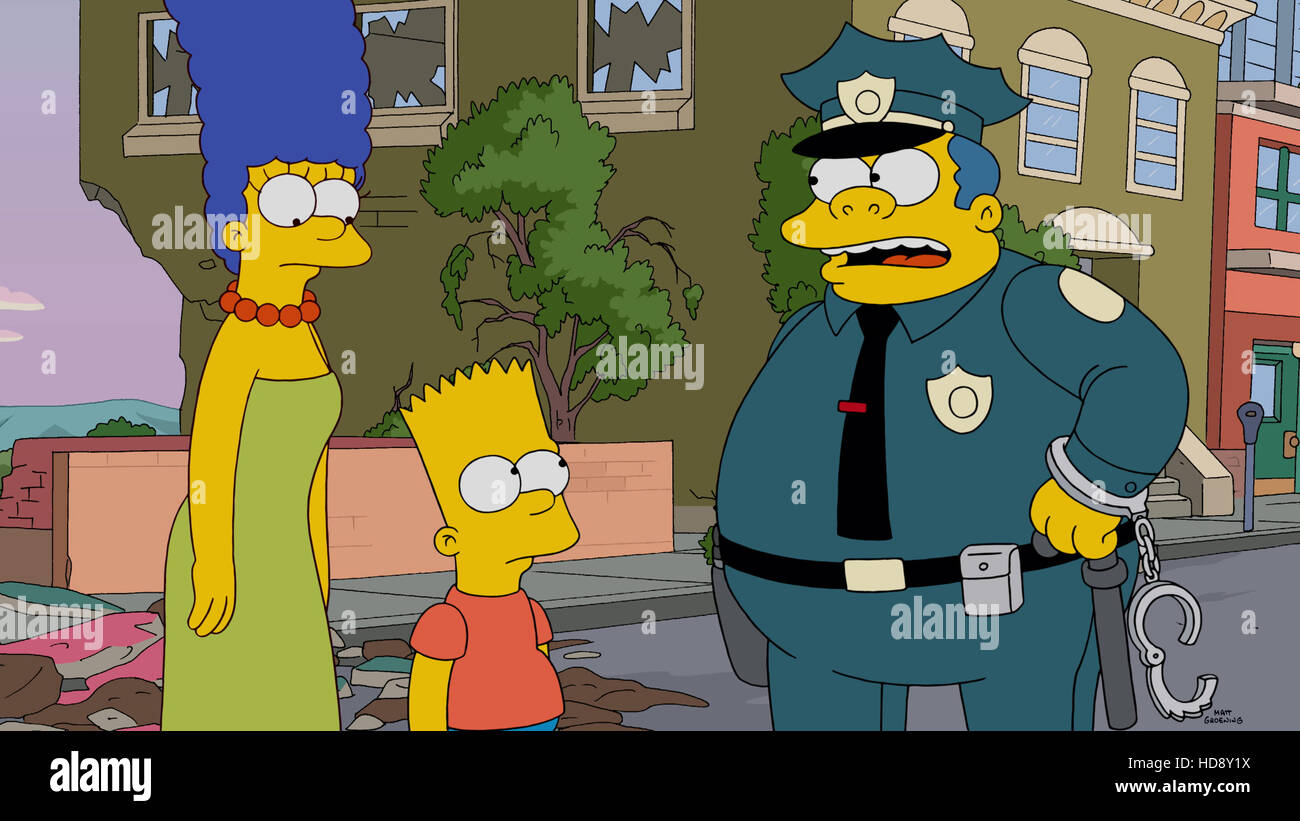 THE SIMPSONS, (from left): Marge Simpson, Bart Simpson, Chief Clancy ...