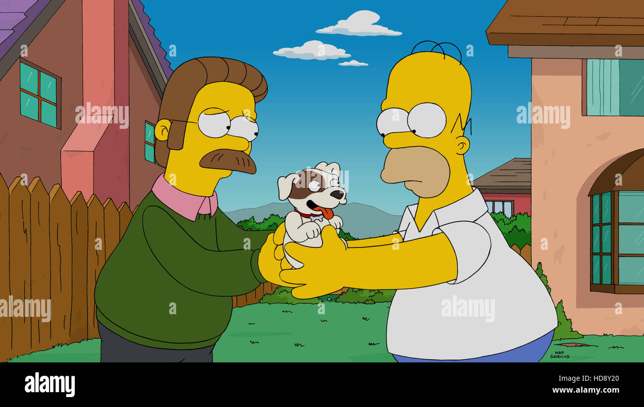 THE SIMPSONS, (from left): Ned Flanders, Homer Simpson, 'Peeping Mom ...