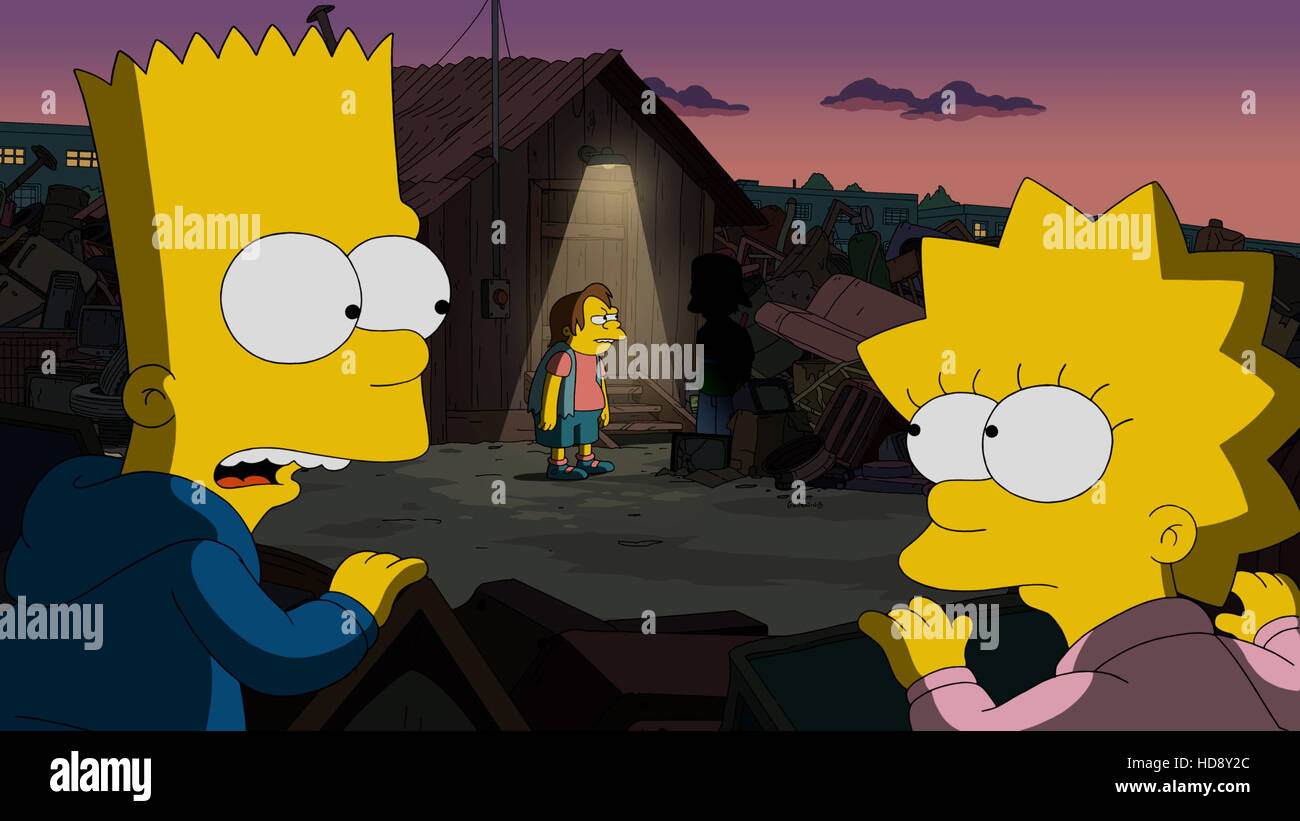 THE SIMPSONS, (from left): Bart Simpson, Nelson Muntz, Lisa Simpson ...