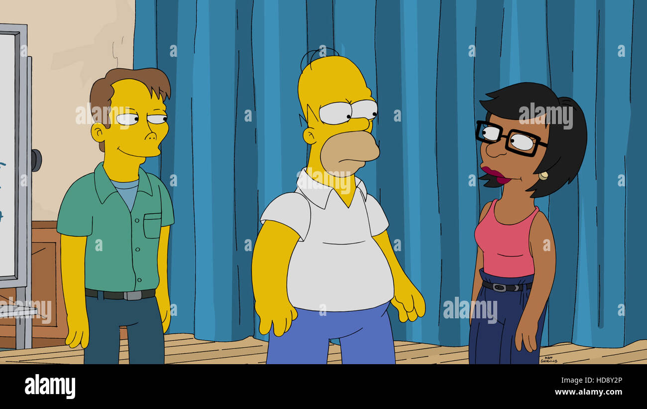 THE SIMPSONS, Homer Simpson (center), 'Simprovised', (Season 27, ep ...