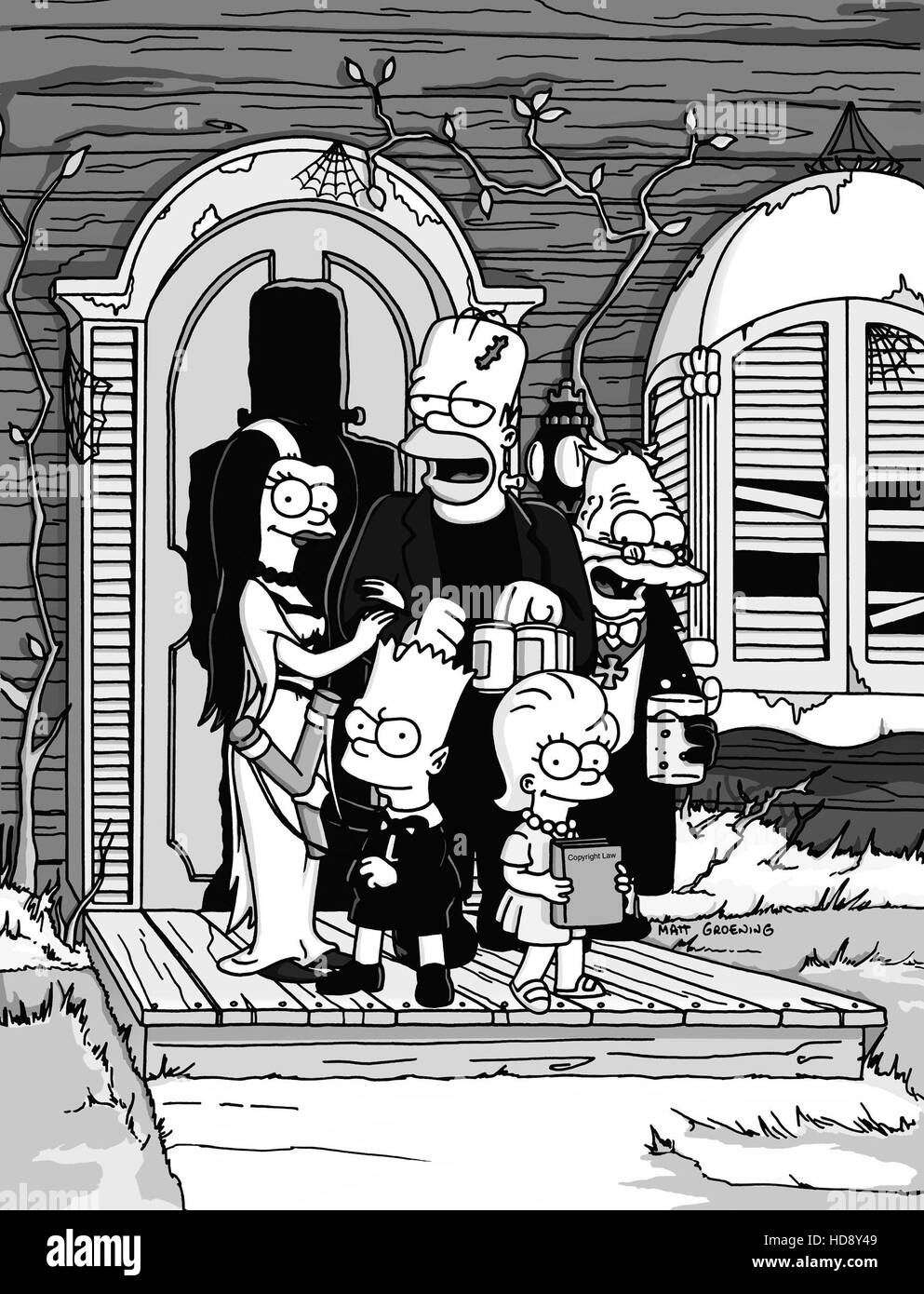 THE SIMPSONS, Marge, Homer, Abraham, Bart, Lisa, as the Munsters, 1989 ...