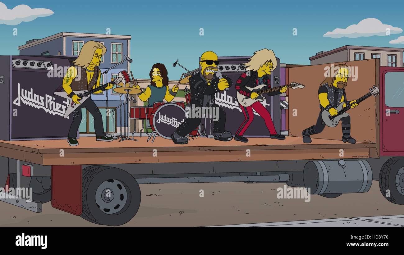 THE SIMPSONS, center: Rob Halford (as himself) with Judas Priest in ...