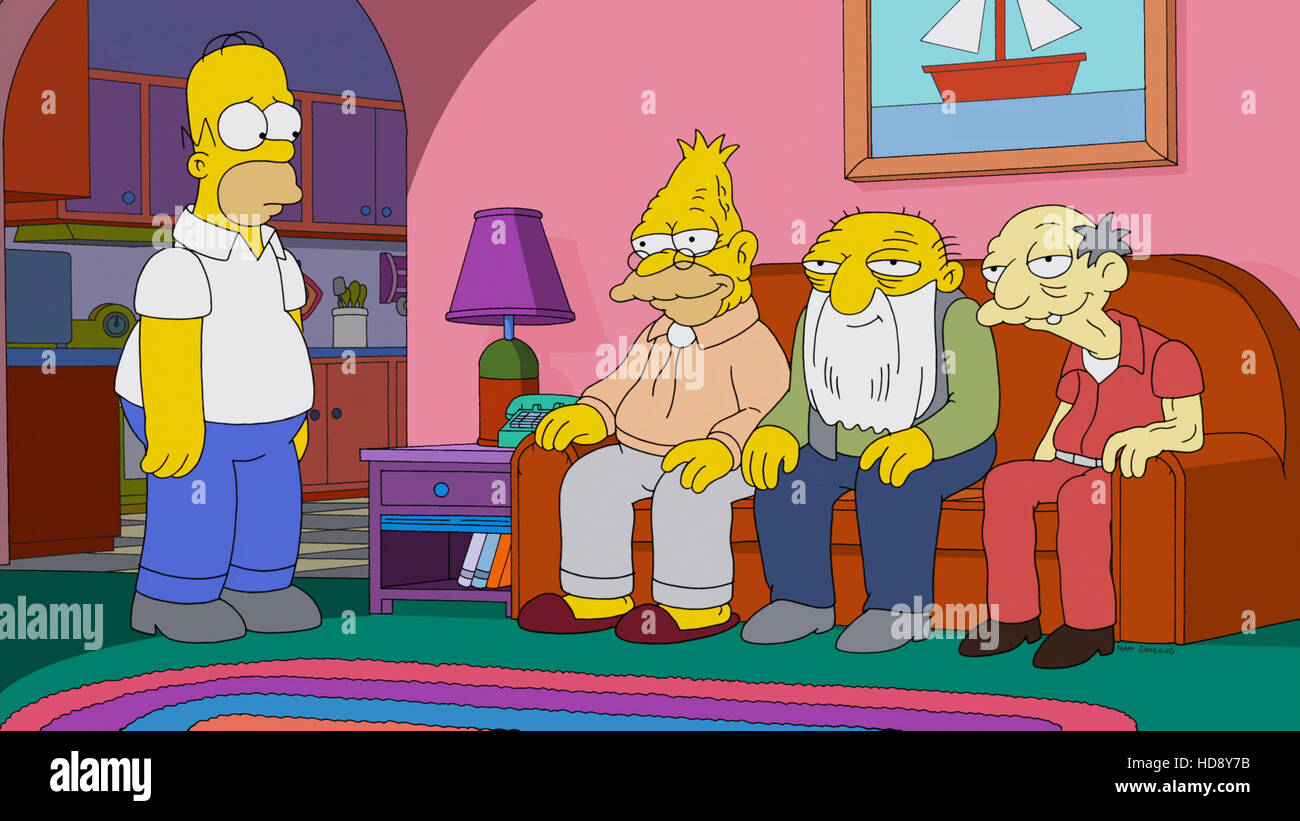 THE SIMPSONS, l-r: Homer Simpson, Abraham Simpson, Jasper Beardly in ...
