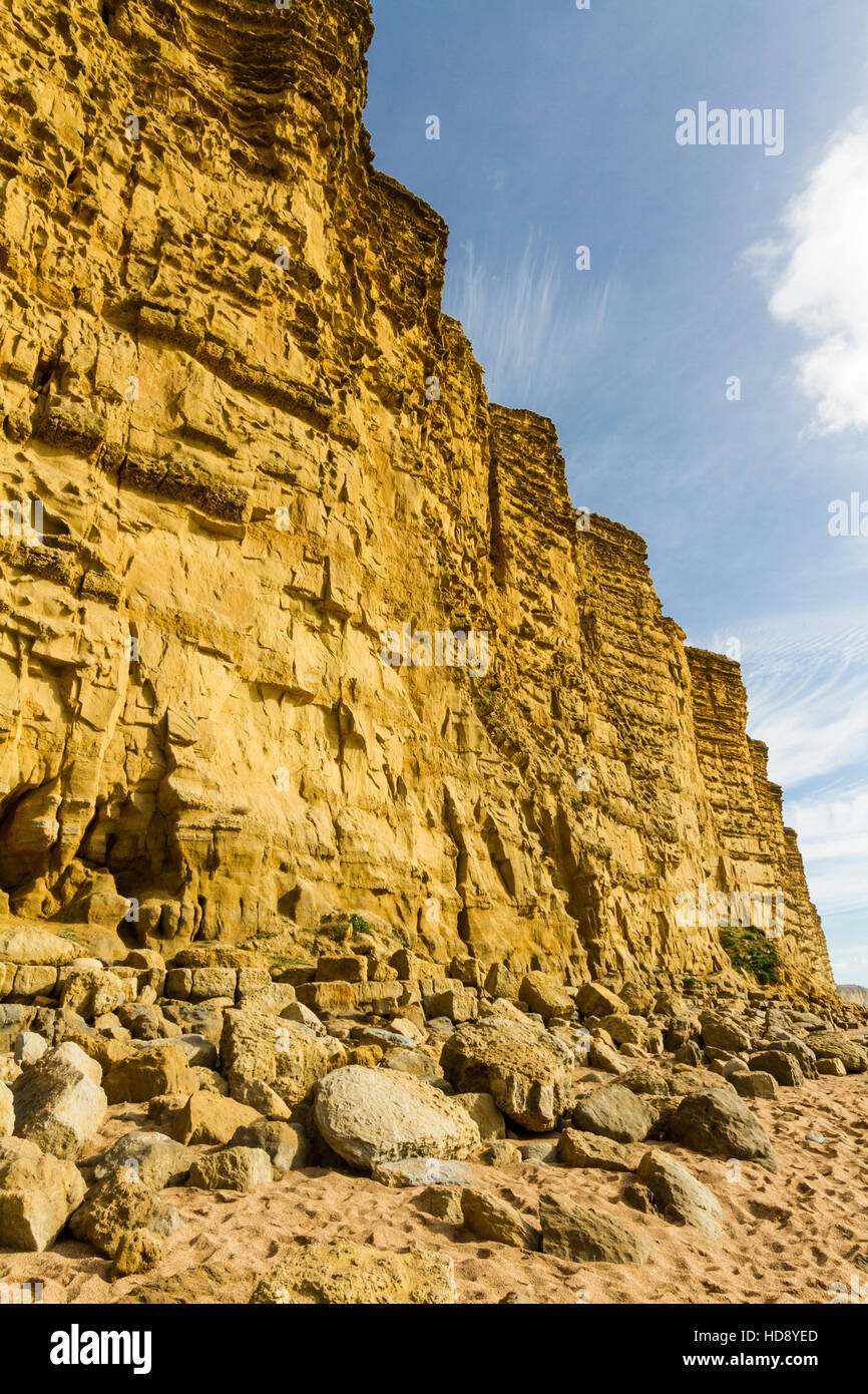 Steep Cliffs of West Bay, film location of Broadchurch. Dorset, England ...