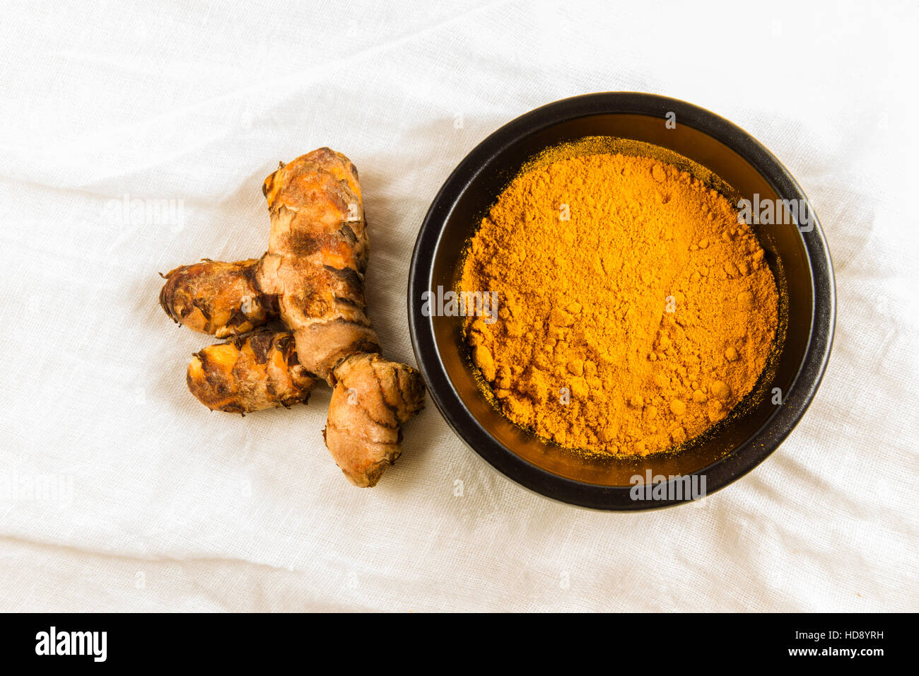 Close turmeric rhizome powder hi-res stock photography and images - Alamy