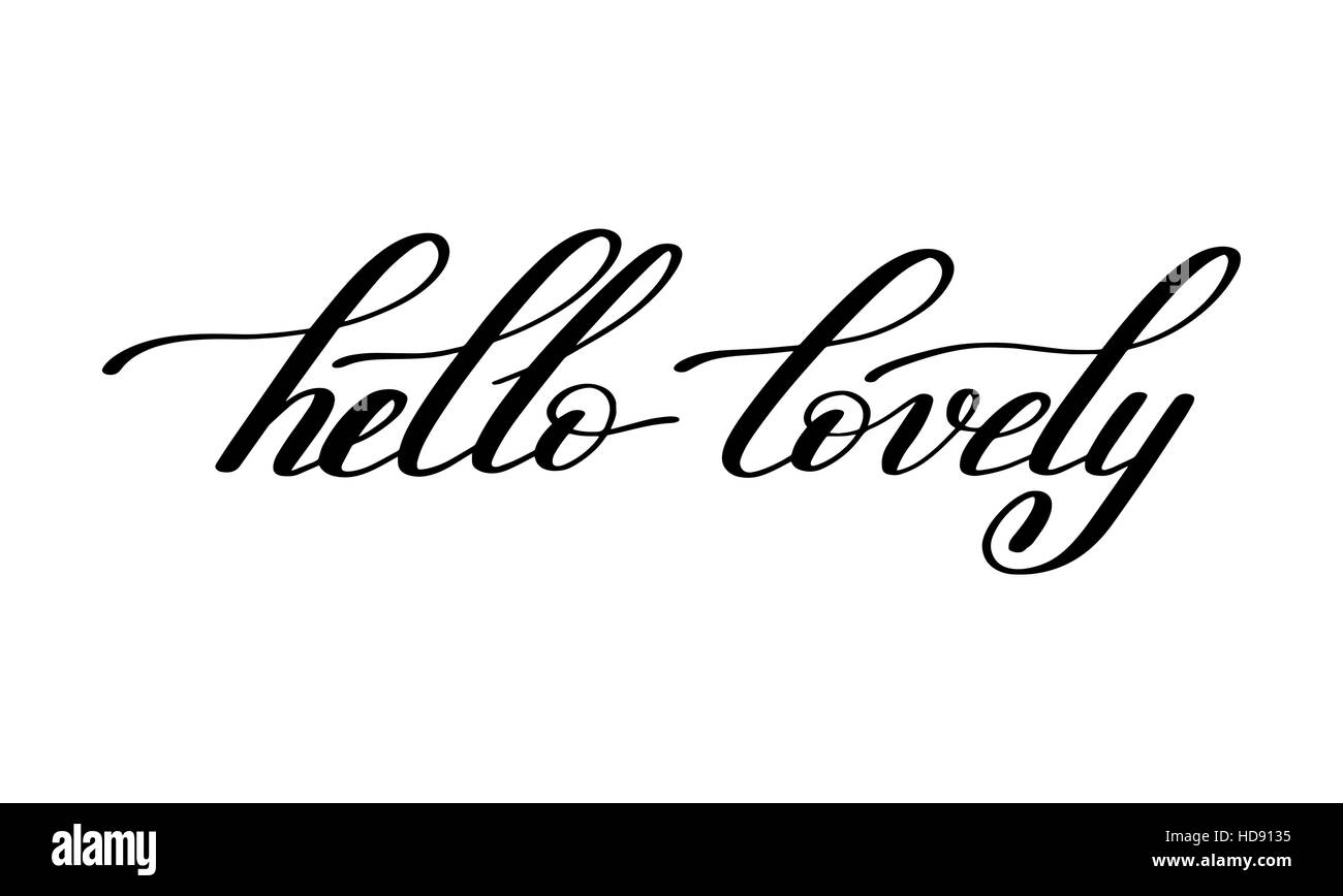 hello lovely handwritten calligraphy lettering quote to valentin Stock ...
