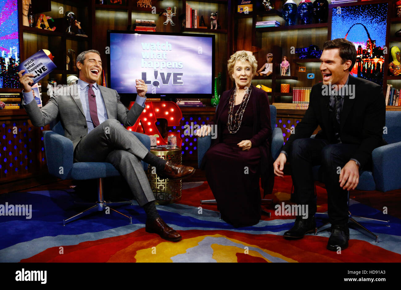 WATCH WHAT HAPPENS LIVE, (from left): host Andy Cohen, Cloris Leachman ...