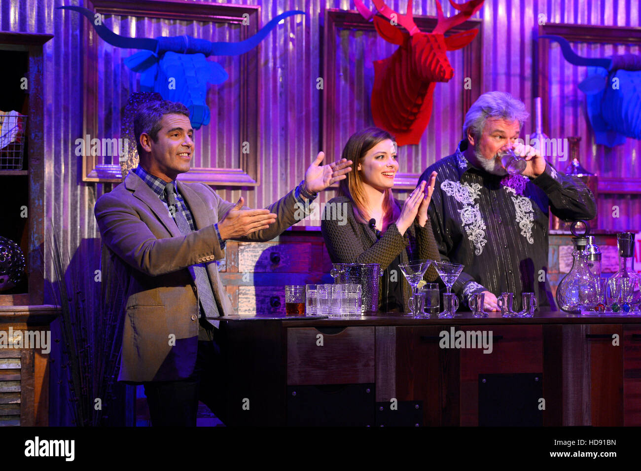 WATCH WHAT HAPPENS LIVE, l-r: Andy Cohen, Gillian Jacobs, Brad Leland ...