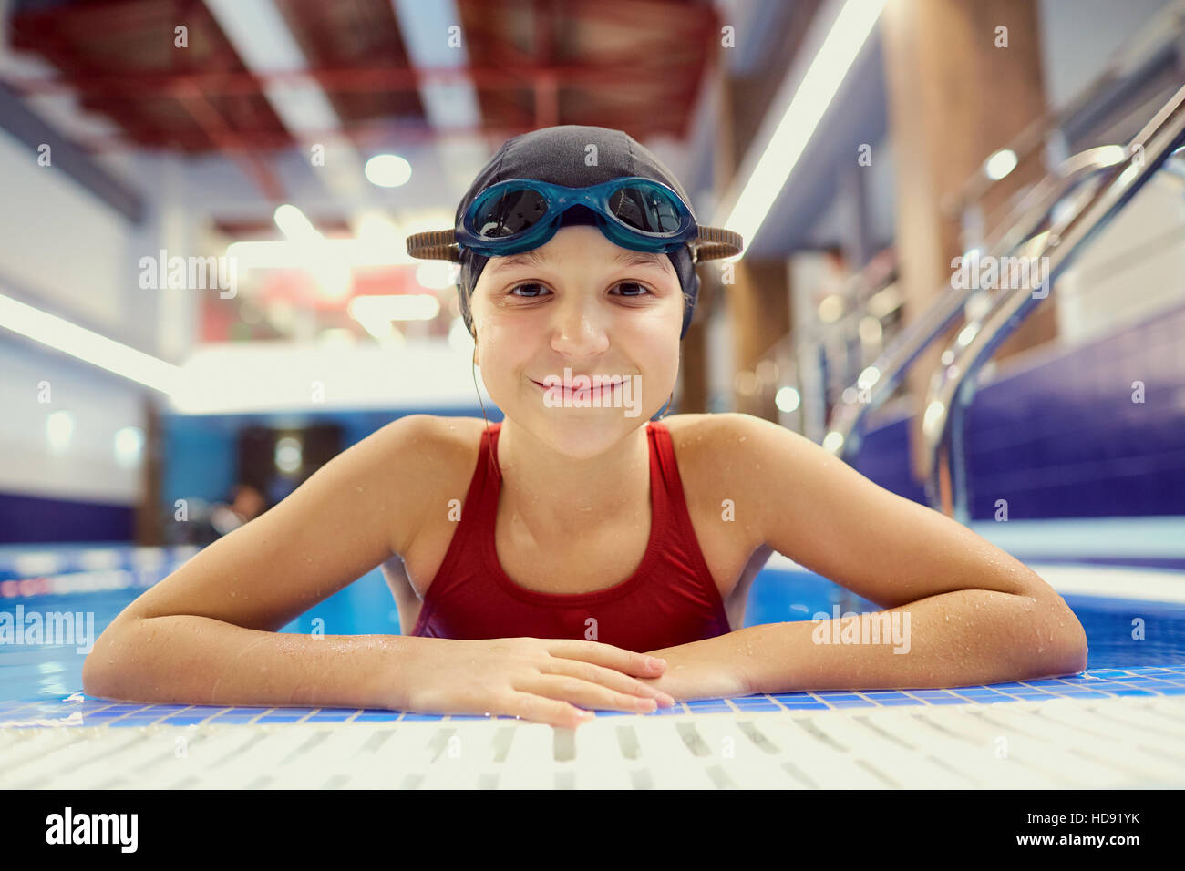 Woman portrait swim cap hi-res stock photography and images - Alamy