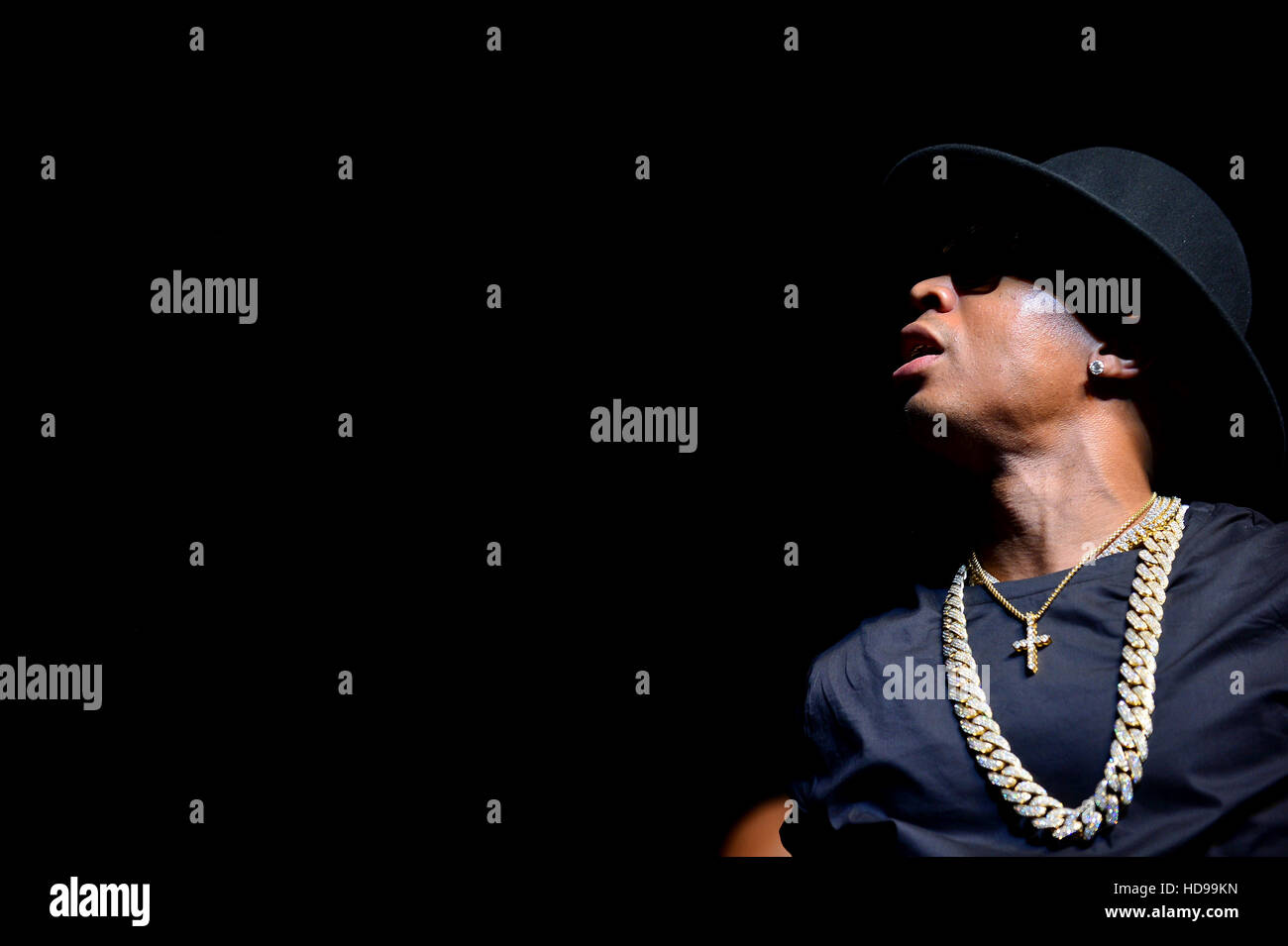 Plies performing on stage during the Kings Of The Streets Tour, with ...