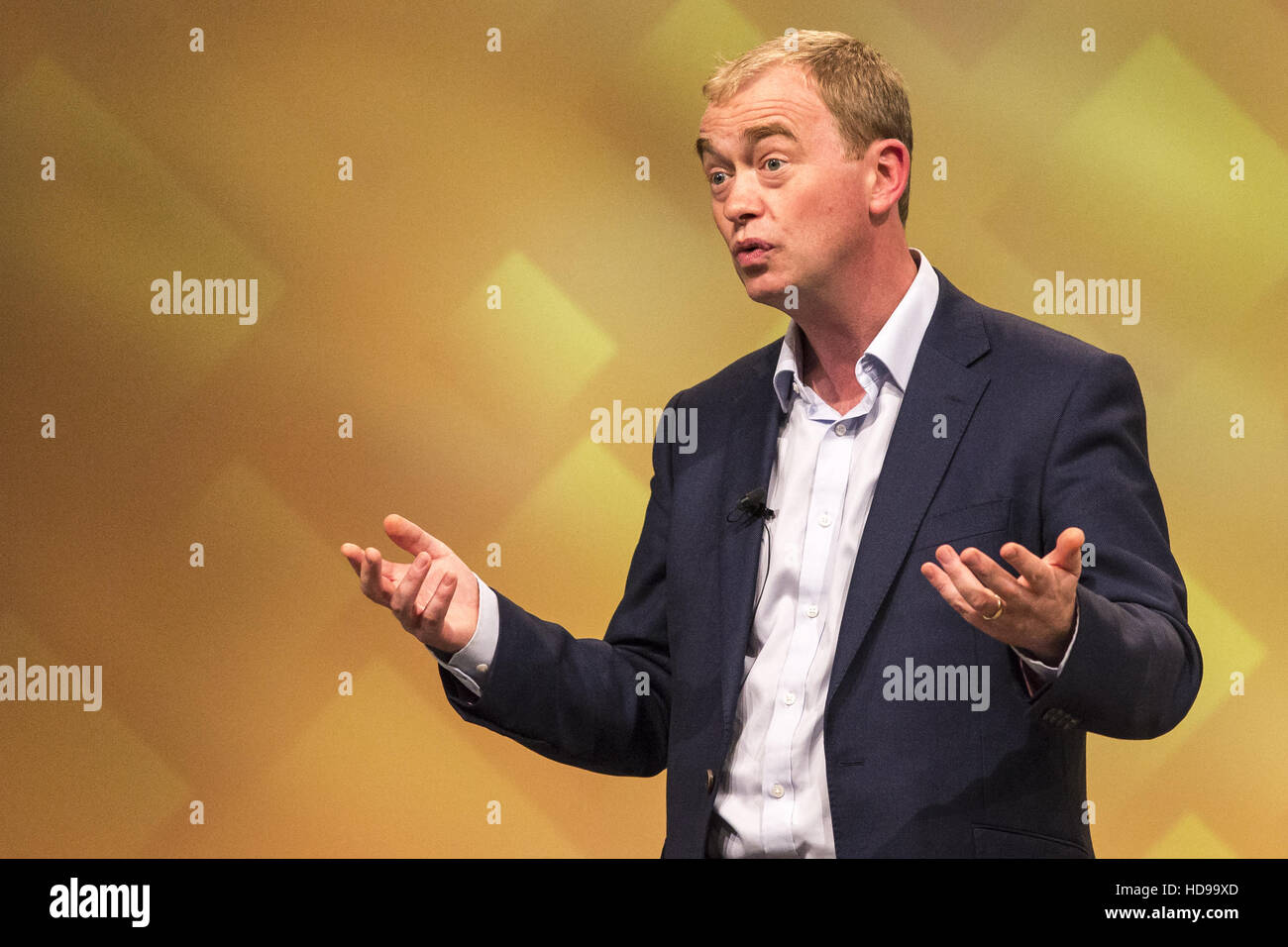 Tim Farron, leader of the Liberal Democrats, during a question-and ...