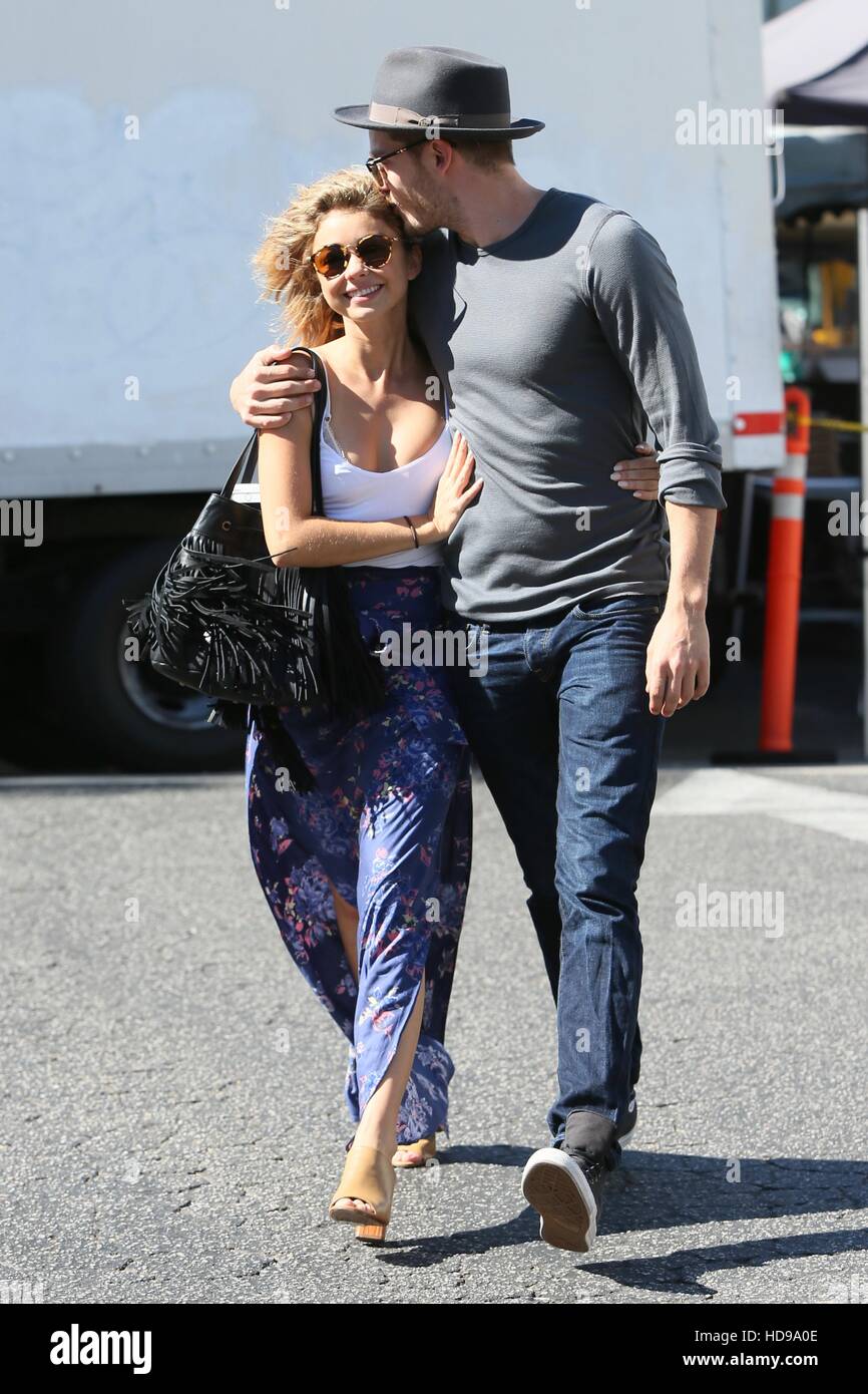 Sarah Hyland and boyfriend Dominic Sherwood seen leaving Joan's on ...