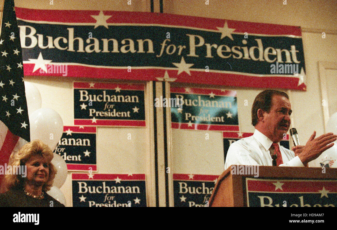 Pat Buchanan campaigns for president of the United States at the Hyatt ...