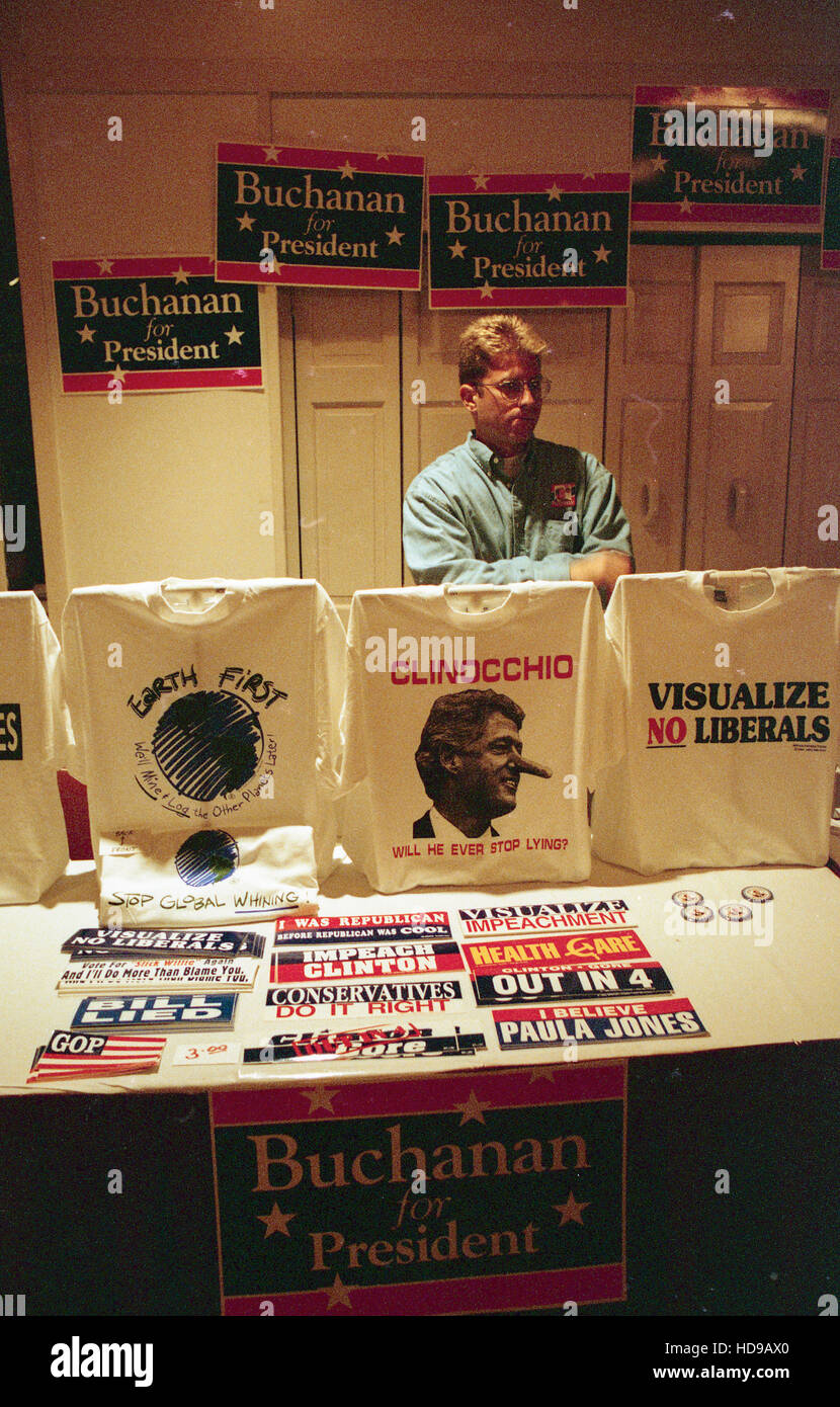Pat Buchanan campaigns for president of the United States at the Hyatt ...
