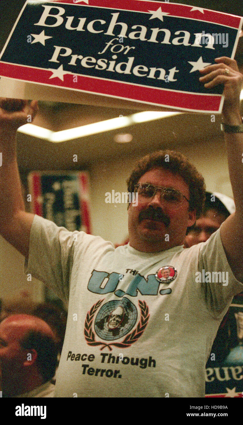 Pat Buchanan campaigns for president of the United States at the Hyatt ...