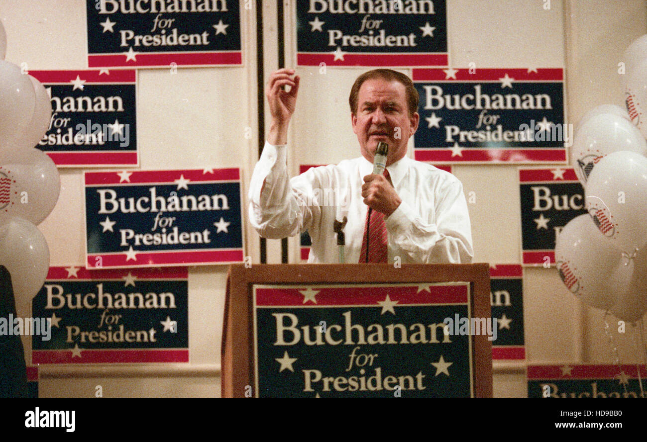 Pat Buchanan campaigns for president of the United States at the Hyatt ...