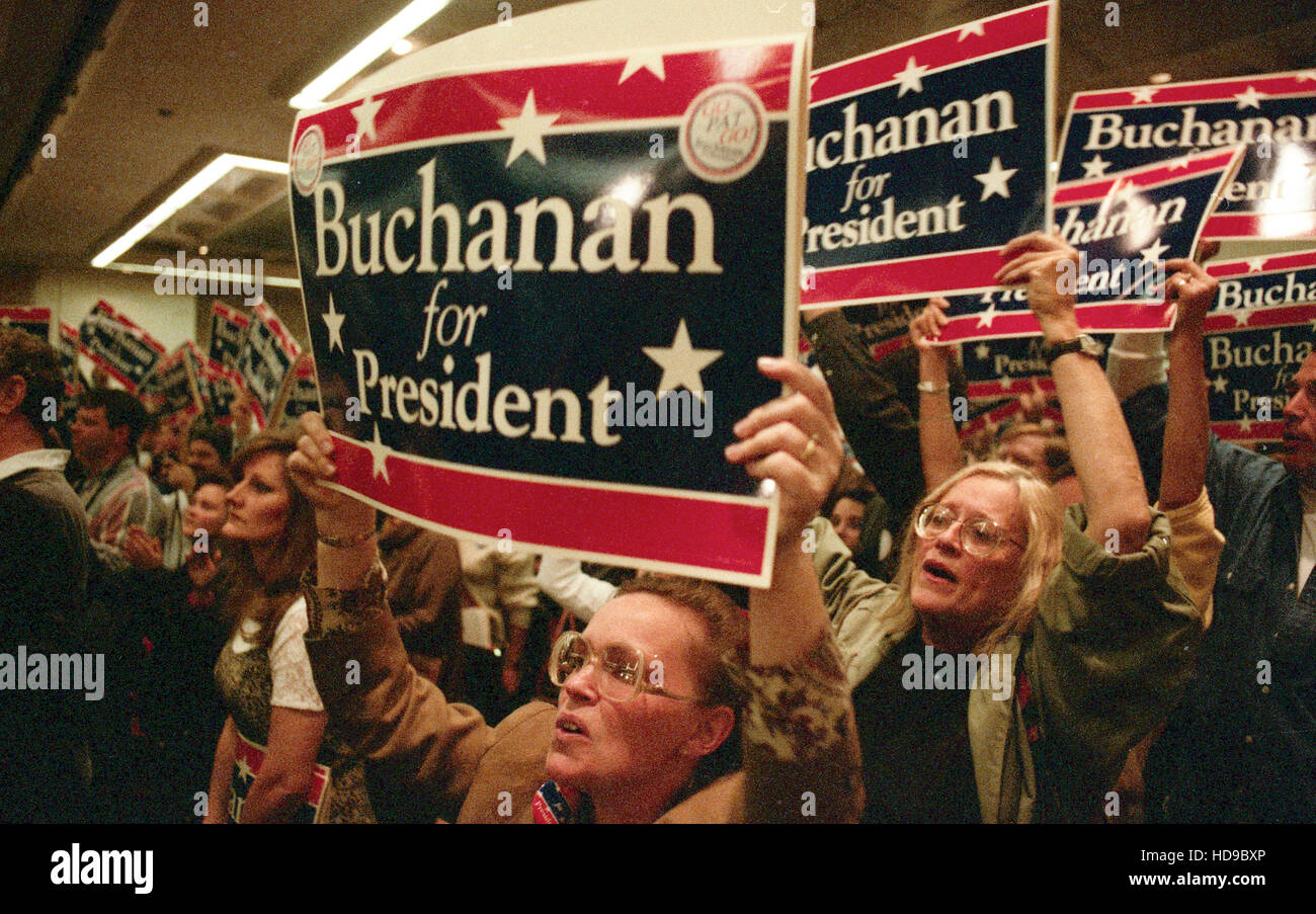 Pat Buchanan campaigns for president of the United States at the Hyatt ...