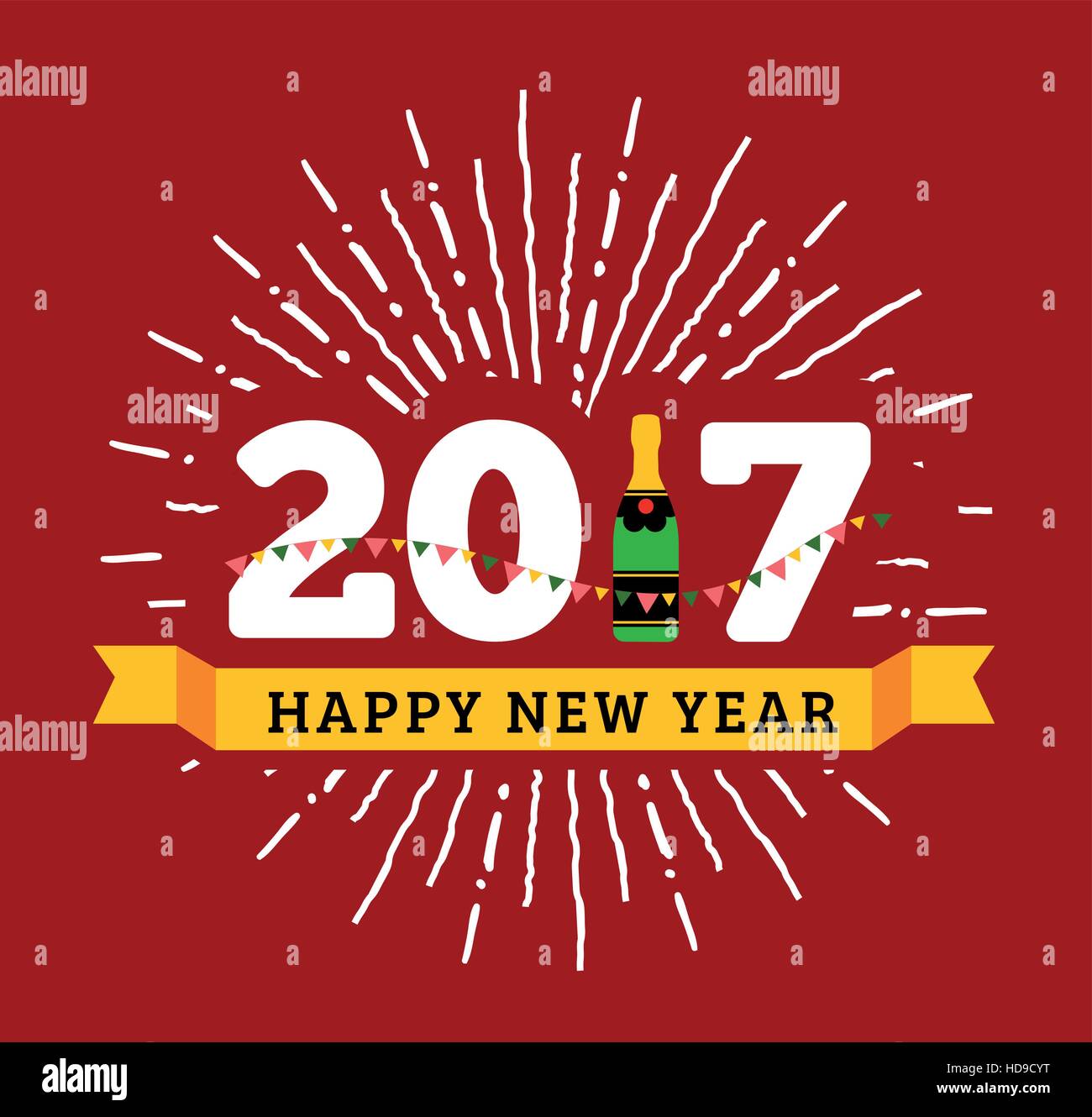 Vintage new years eve illustration Stock Vector Images - Alamy