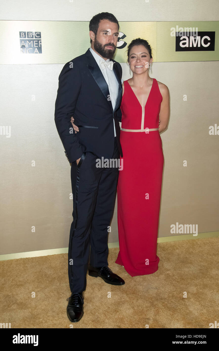 Tom Cullen and Tatiana Maslany attending the AMC Networks' 68th ...