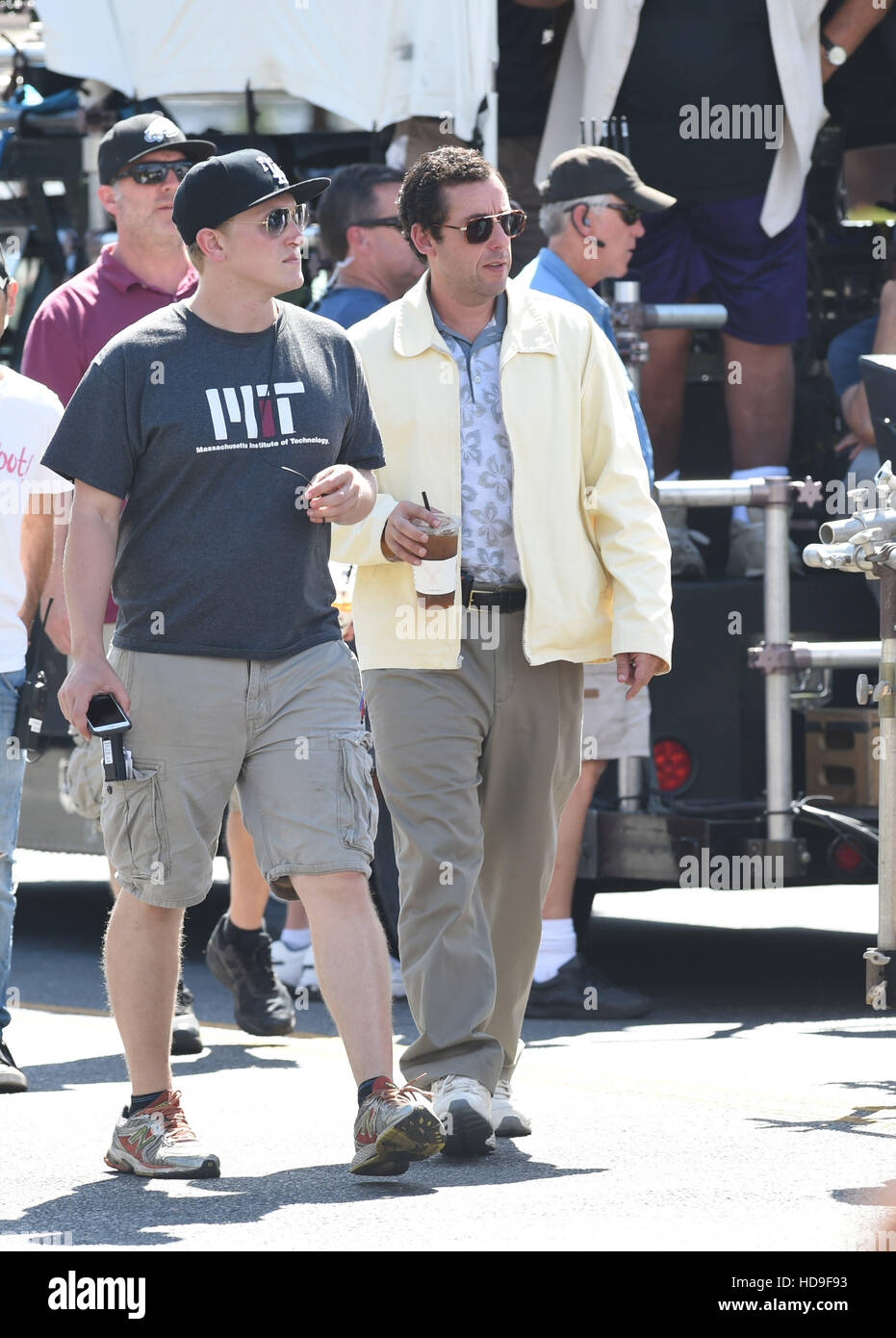 Adam Sandler on the set of his new film 'Sandy Wexler' Featuring: Adam ...