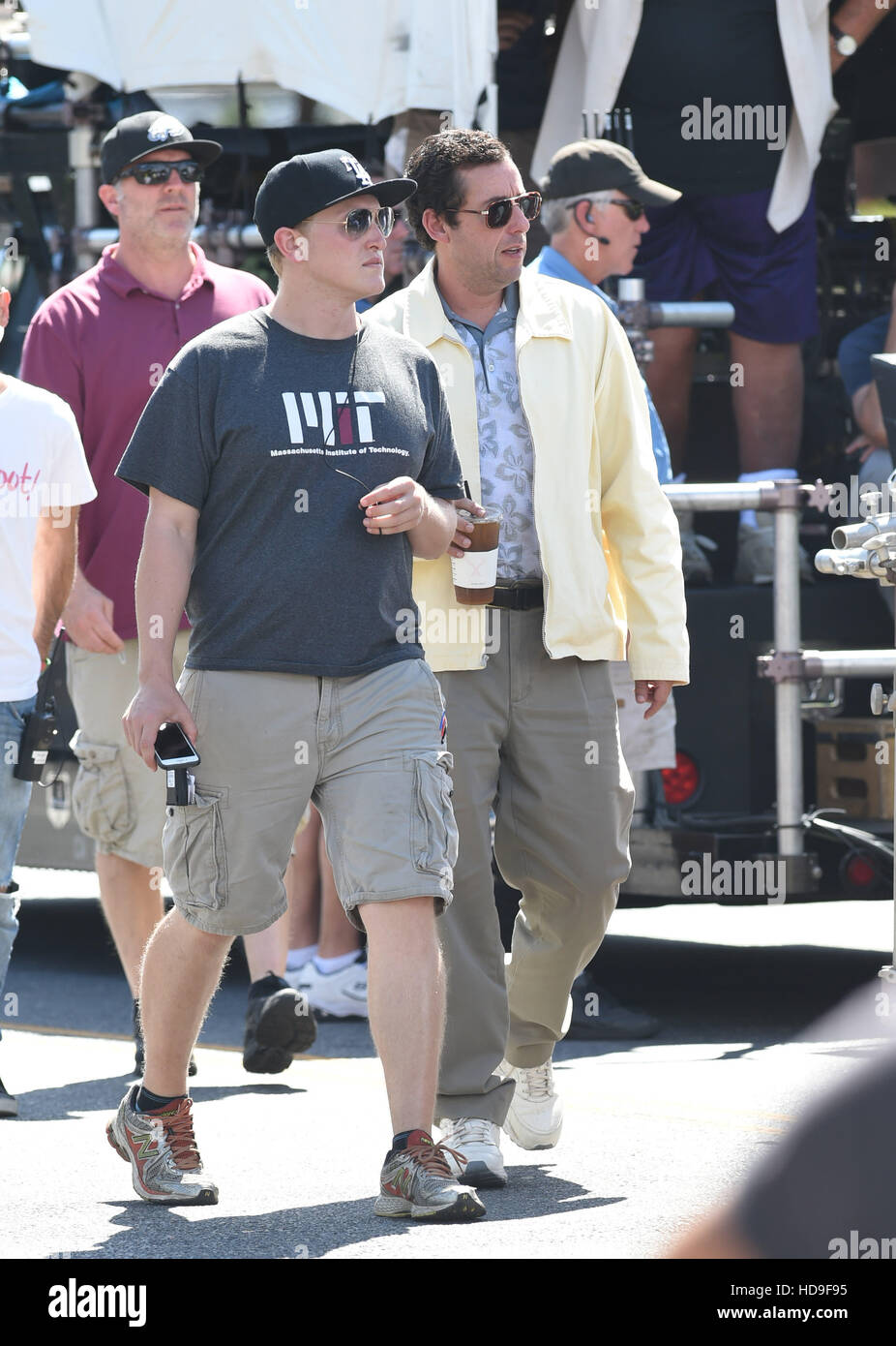 Adam Sandler on the set of his new film 'Sandy Wexler' Featuring: Adam ...