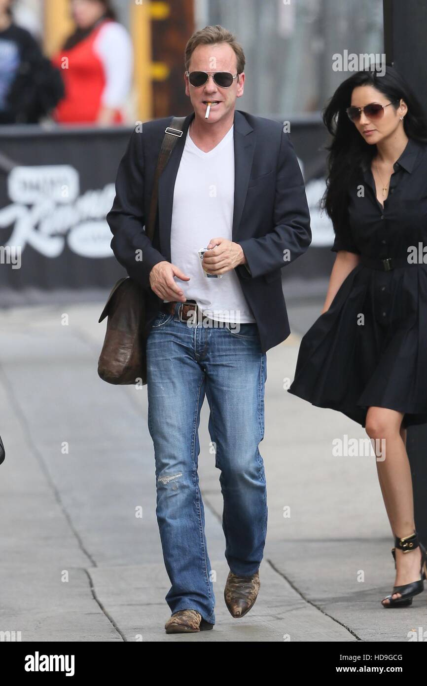 Kiefer Sutherland seen arriving at the ABC studios for Jimmy Kimmel ...