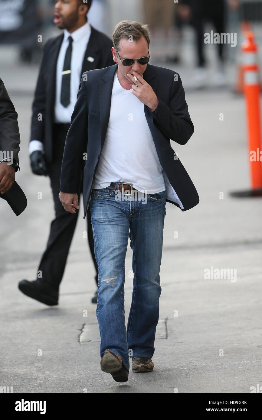 Kiefer Sutherland seen leaving the ABC studios after Jimmy Kimmel Live ...