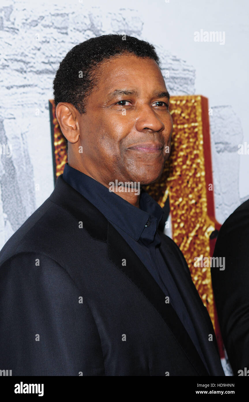 Denzel Washington attending the New York premiere of 'The Magnificent ...
