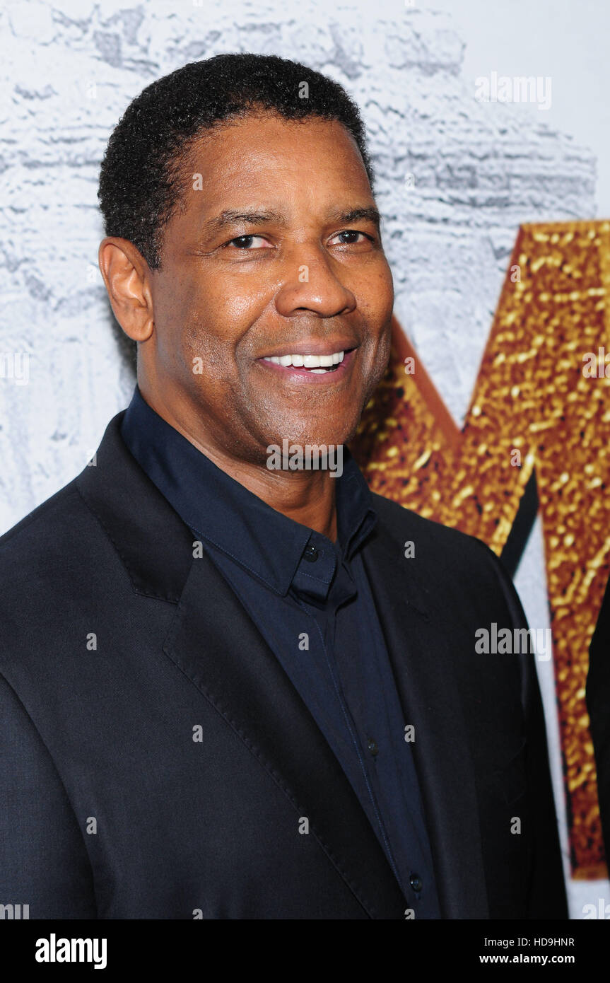 Denzel Washington attending the New York premiere of 'The Magnificent ...