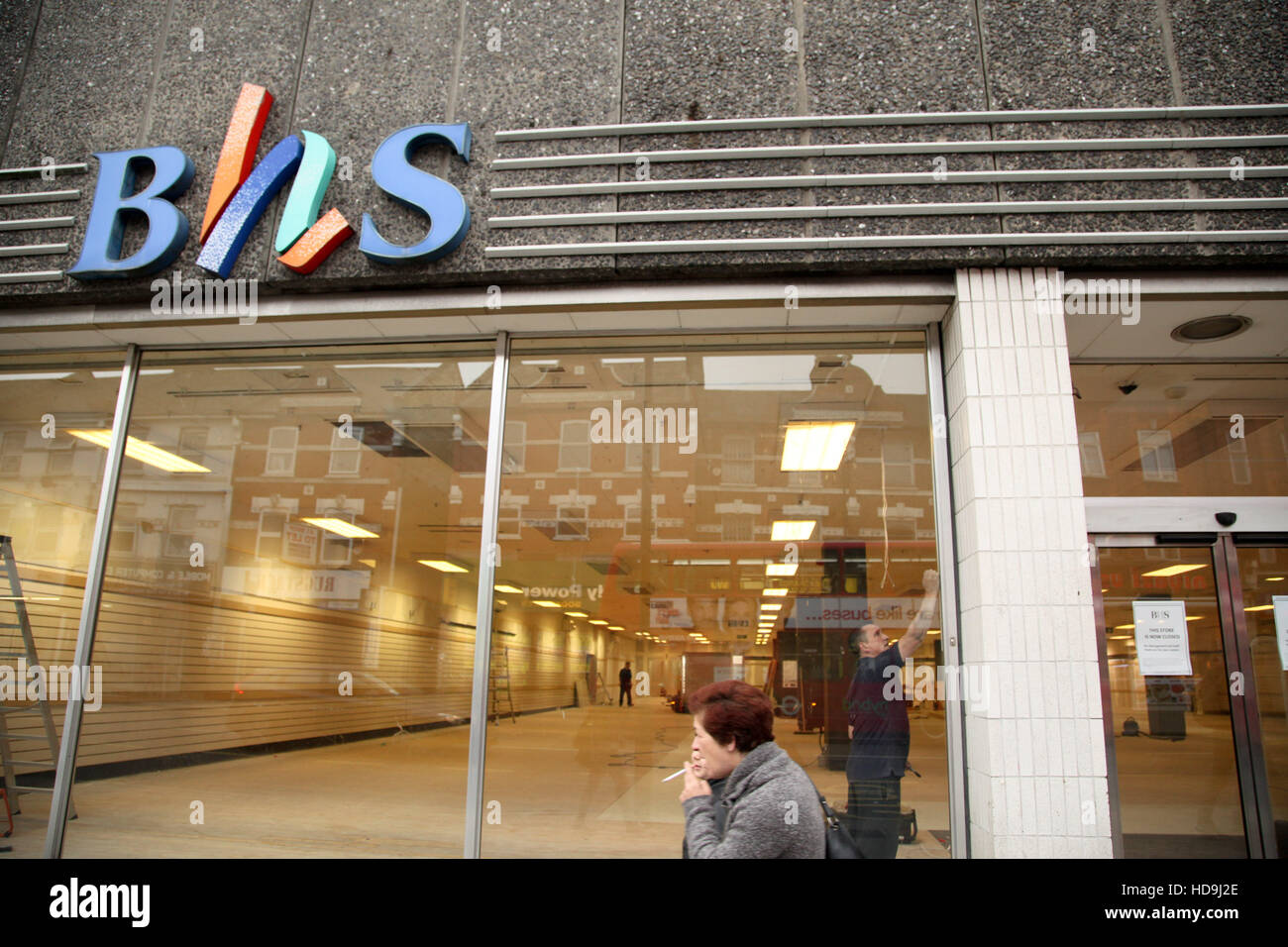 Workmen work inside the old British Home Store (BHS) branch in Wood ...