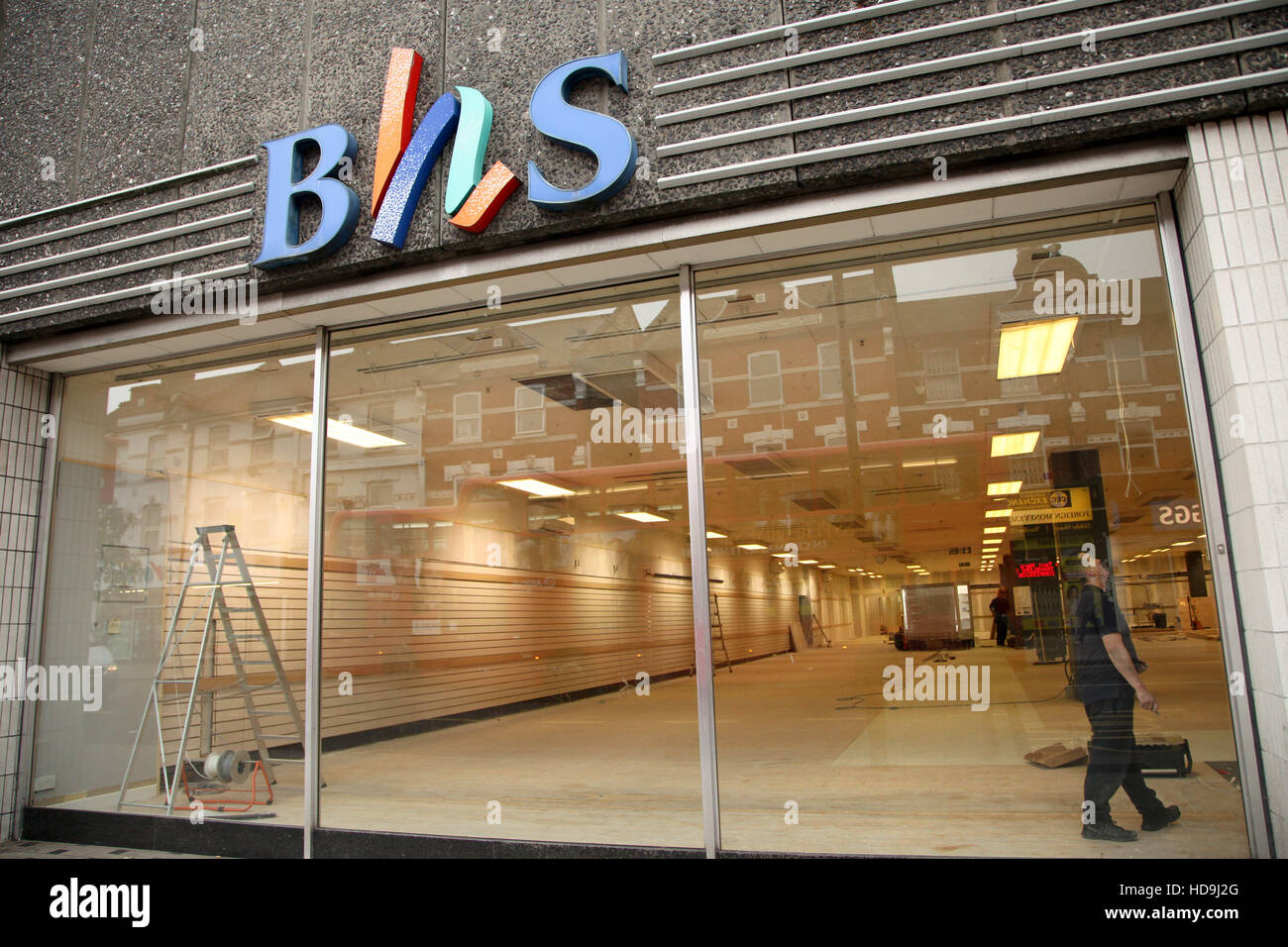 Workmen work inside the old British Home Store (BHS) branch in Wood ...