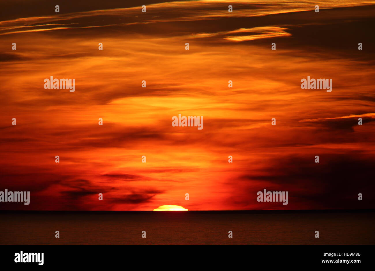 Sunset, seen from the road to Morvah, Cornwall, England, UK Stock Photo ...