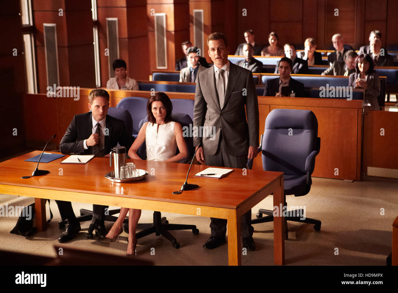 SUITS, l-r: Patrick J. Adams, Michelle Fairley, Gabriel Macht in ...