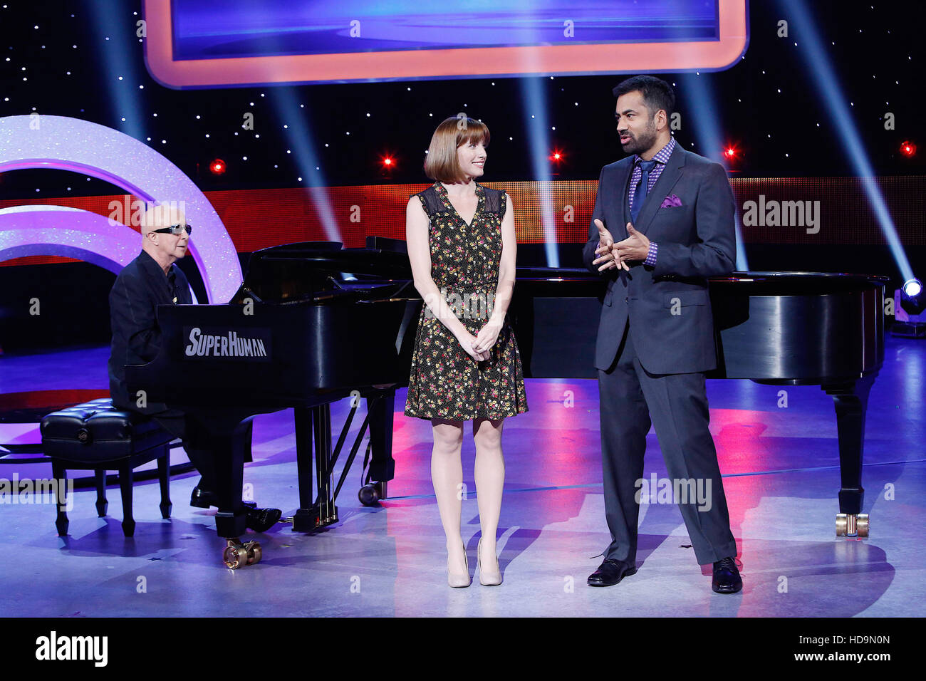 SUPERHUMAN, (from left): Paul Shaffer, contestant Katelyn Benton, host ...