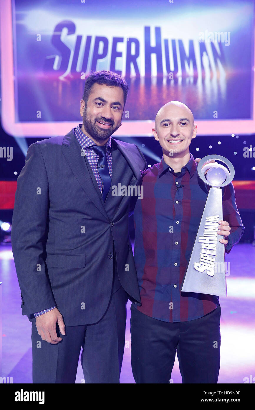 SUPERHUMAN, (from left): host Kal Penn, winning contestant Louis Angel ...