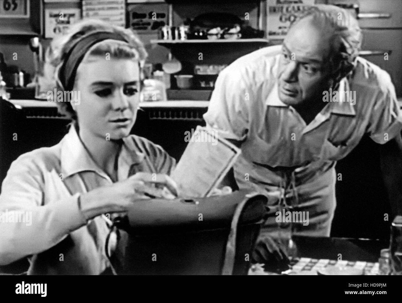 TWILIGHT ZONE, (from left): Inger Stevens, Russ Bender, 'Hitch-Hiker ...