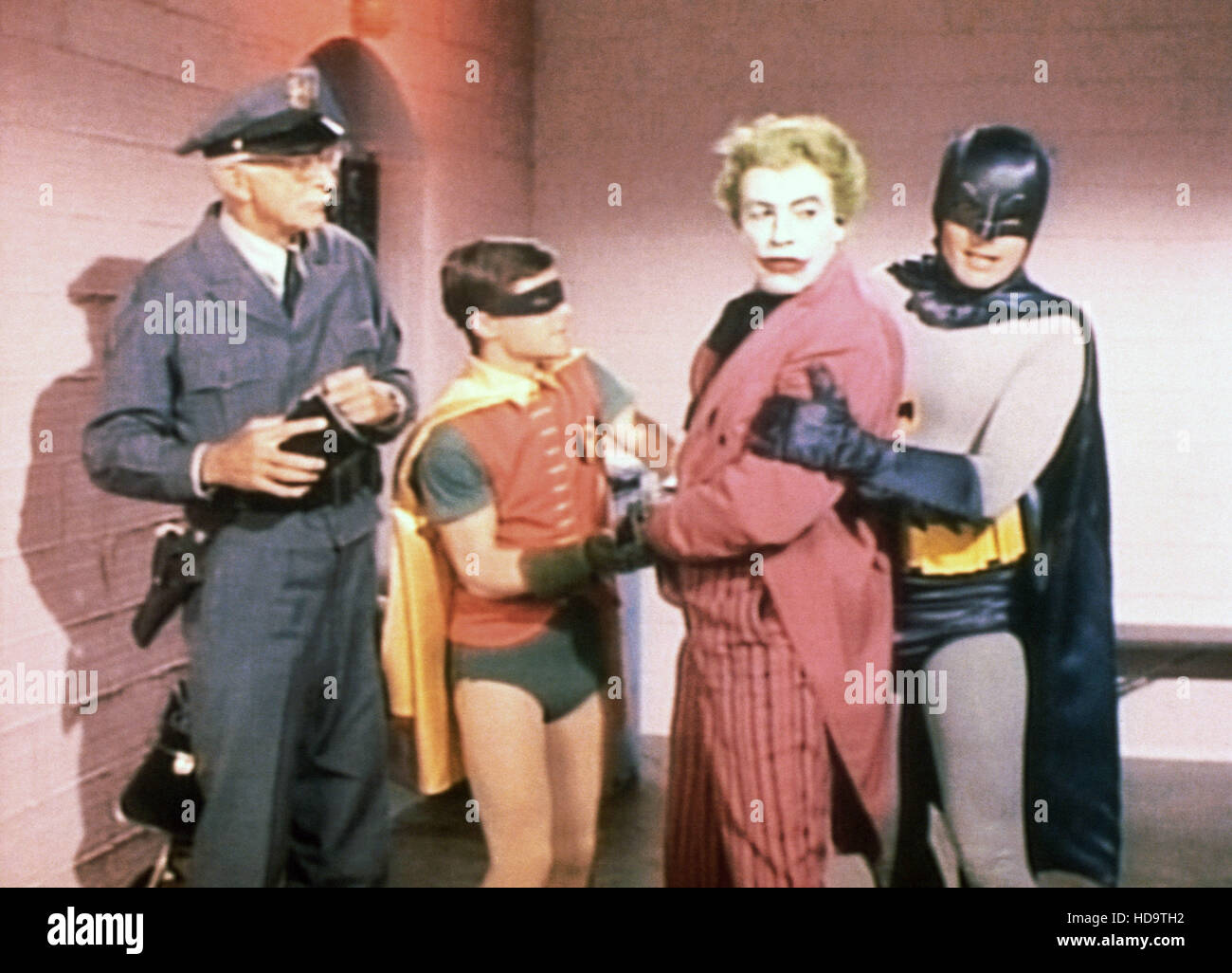 BATMAN, (from left): Alan Napier, Burt Ward, Cesar Romero, Adam West ...