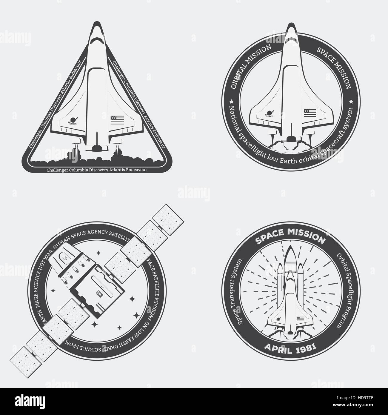 Set vintage space astronaut Stock Vector Images - Alamy