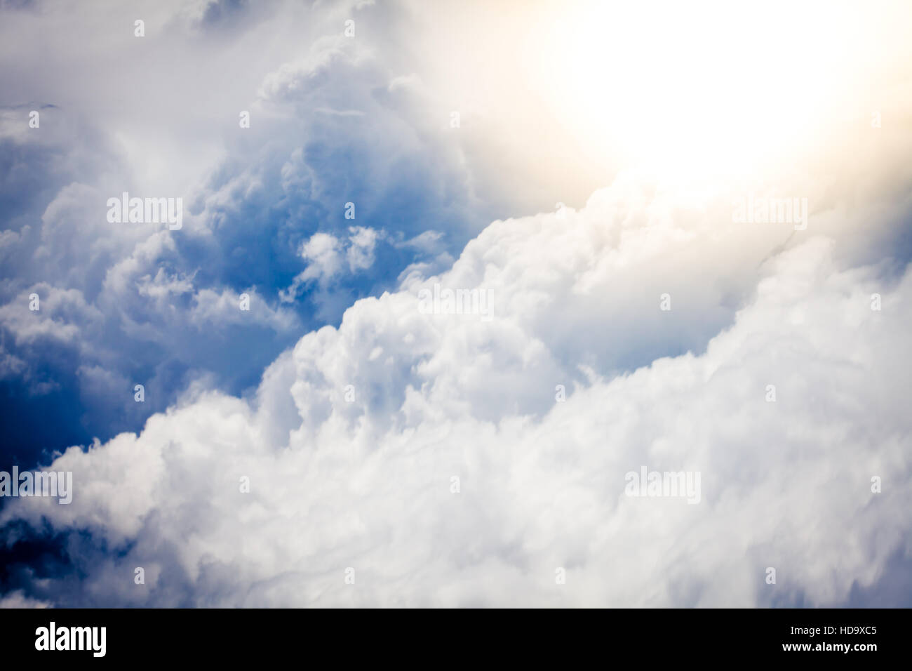 Beautiful blue sky with fluffy clouds. Bright light of heaven Stock ...