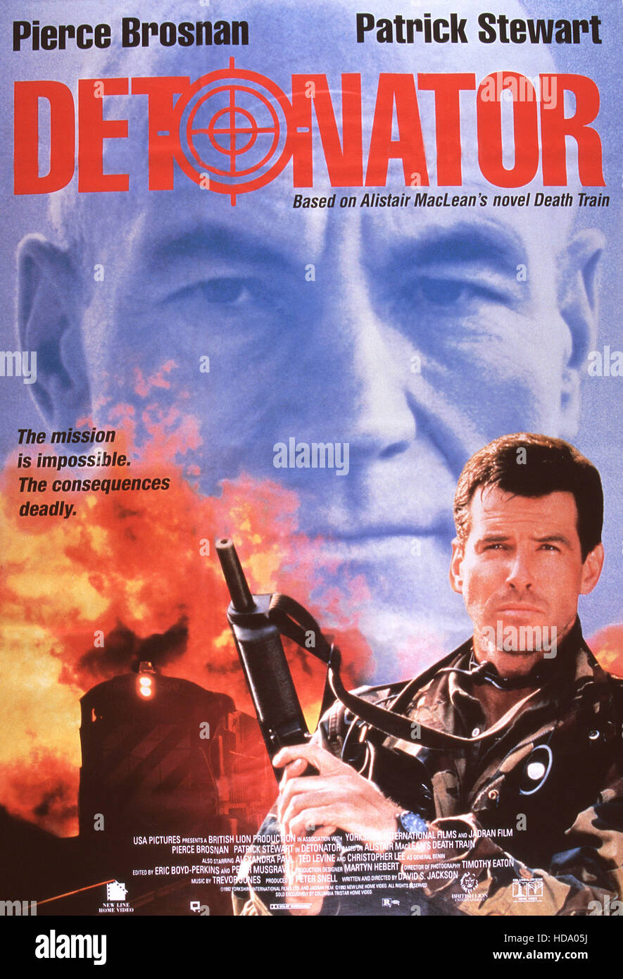DETONATOR, (aka DEATH TRAIN), U.S. poster, from top, Patrick Stewart ...